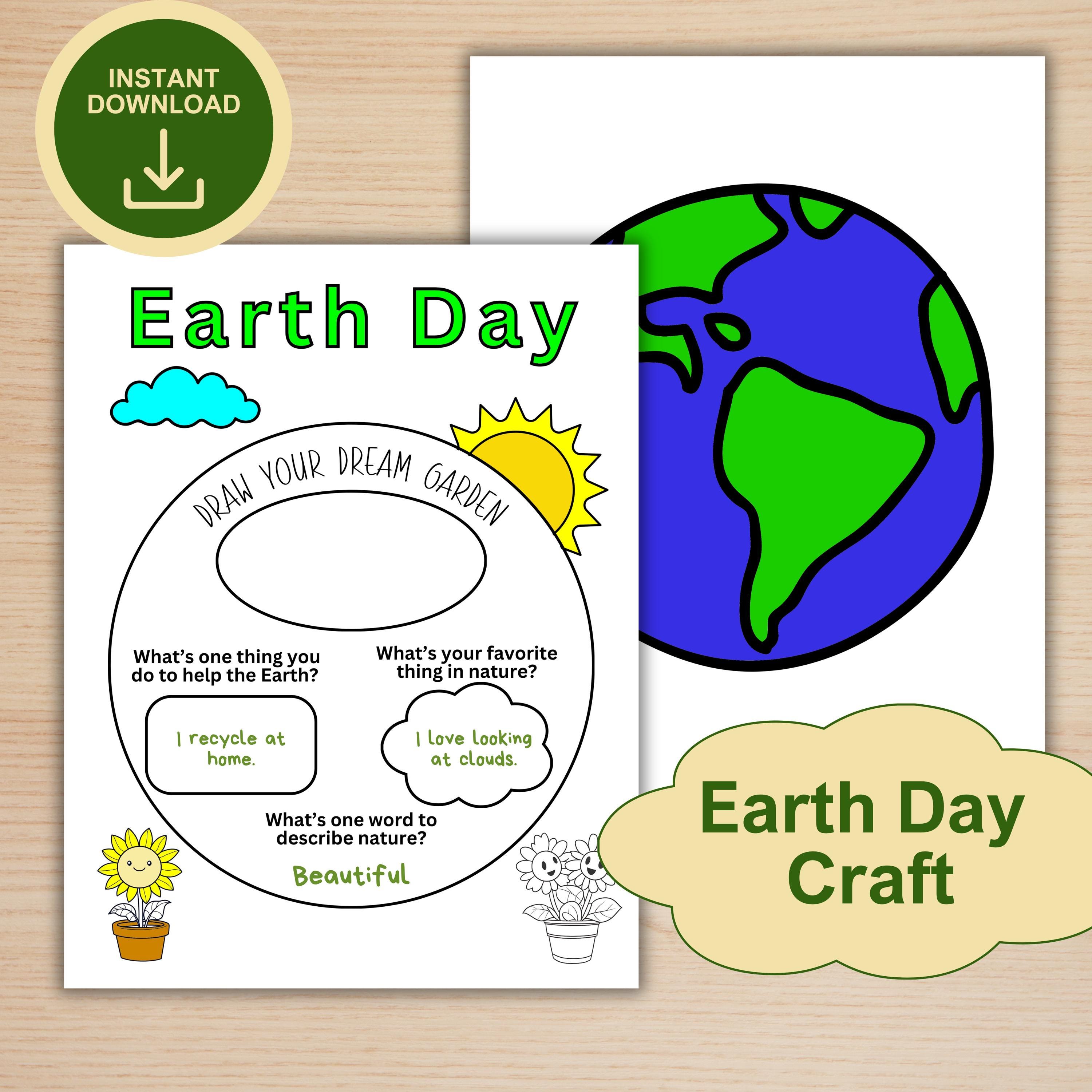 Earth Day Craft Printable – Fun Coloring & Writing Activity for Kids ...