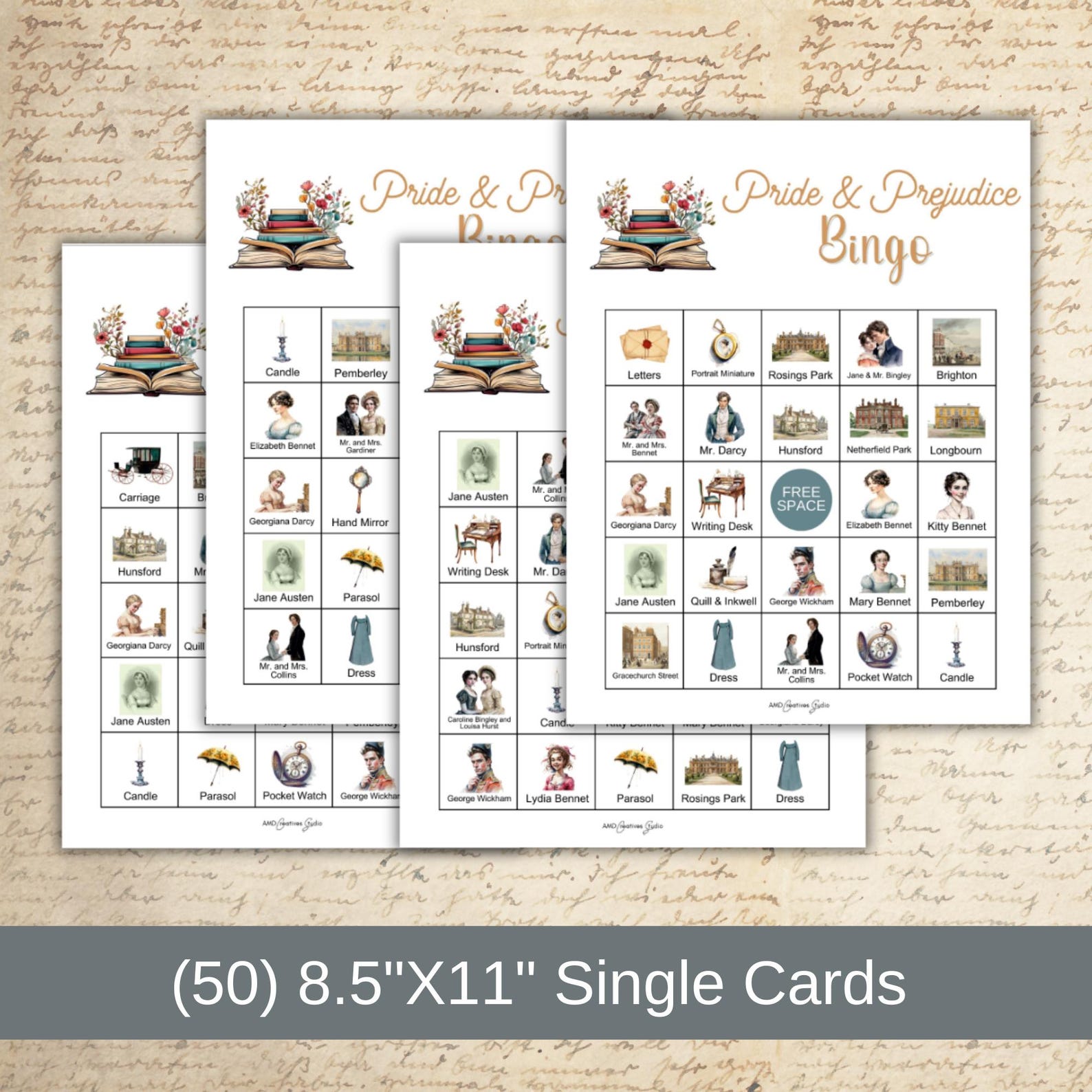 Jane Austen - Pride and Prejudice Themed Bingo Game - Book Club ...