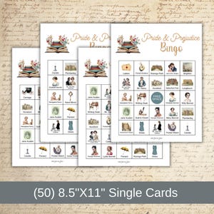 Jane Austen - Pride and Prejudice Themed Bingo Game - Book Club ...