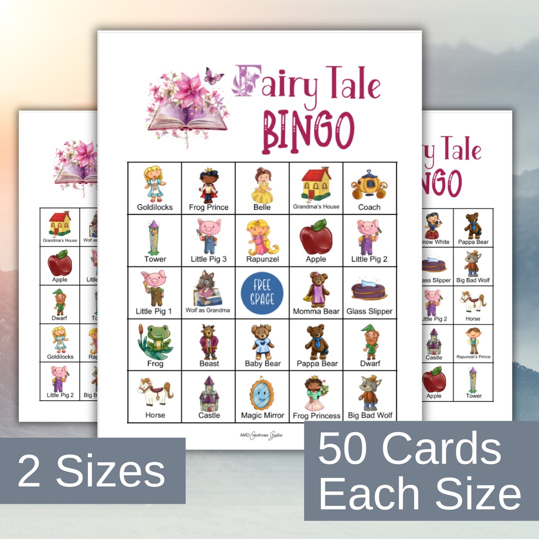 Fairy Tale - Themed Bingo Game - Cinderella, Snow White, Goldilocks ...