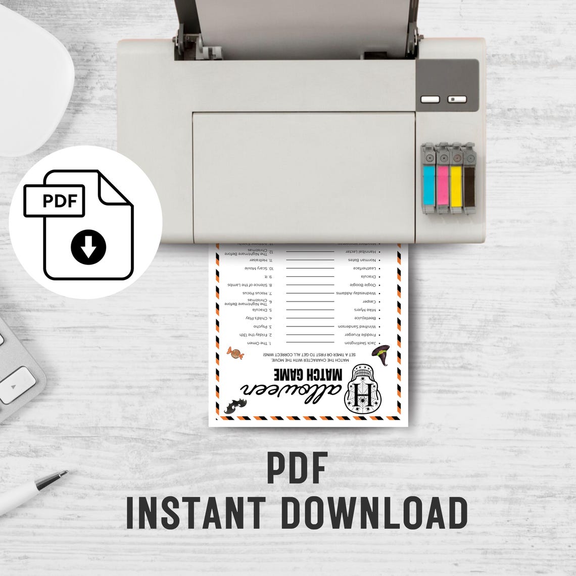 Halloween Match the Movie Character to the Movie Game - Printable ...