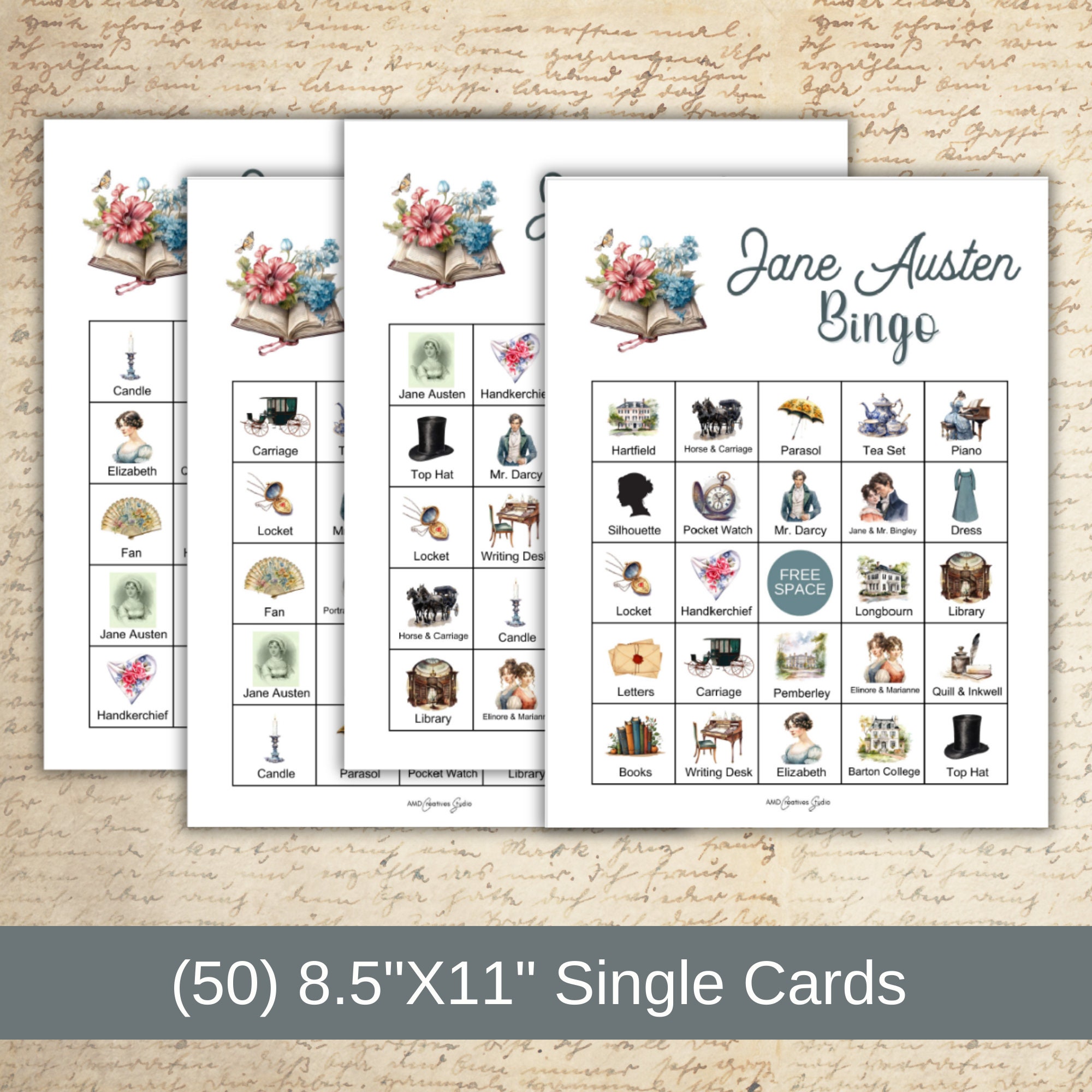 Jane Austen Themed Bingo Game - Book Club, Classroom, Summer Printable ...
