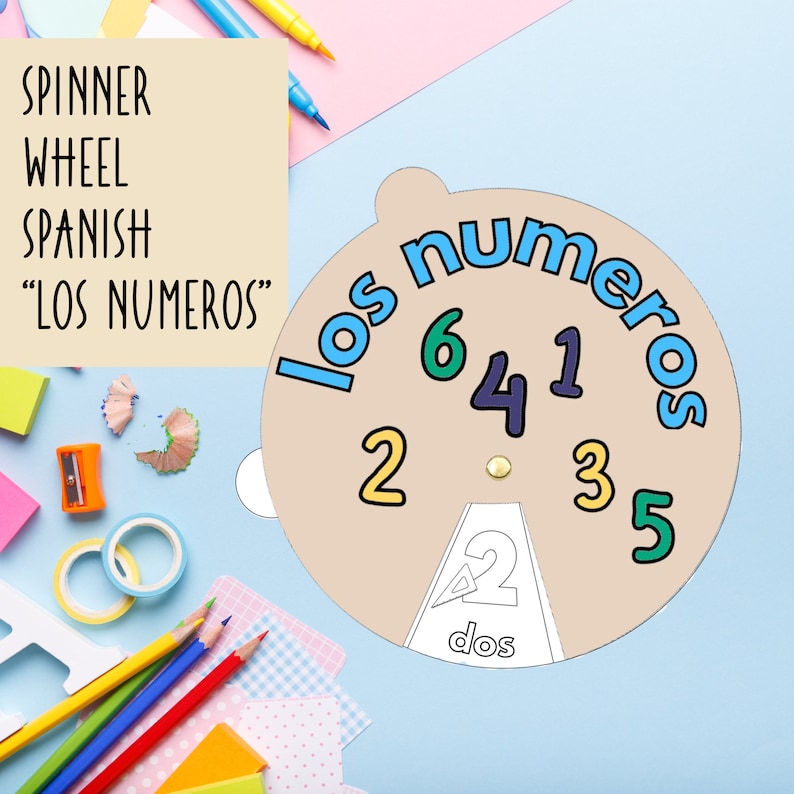Spinner Wheel Learn Spanish Numbers - Printable Activity for Kids - Etsy