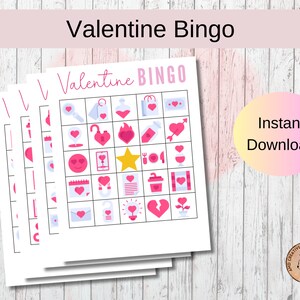 Valentine Bingo Printable Cards - Etsy