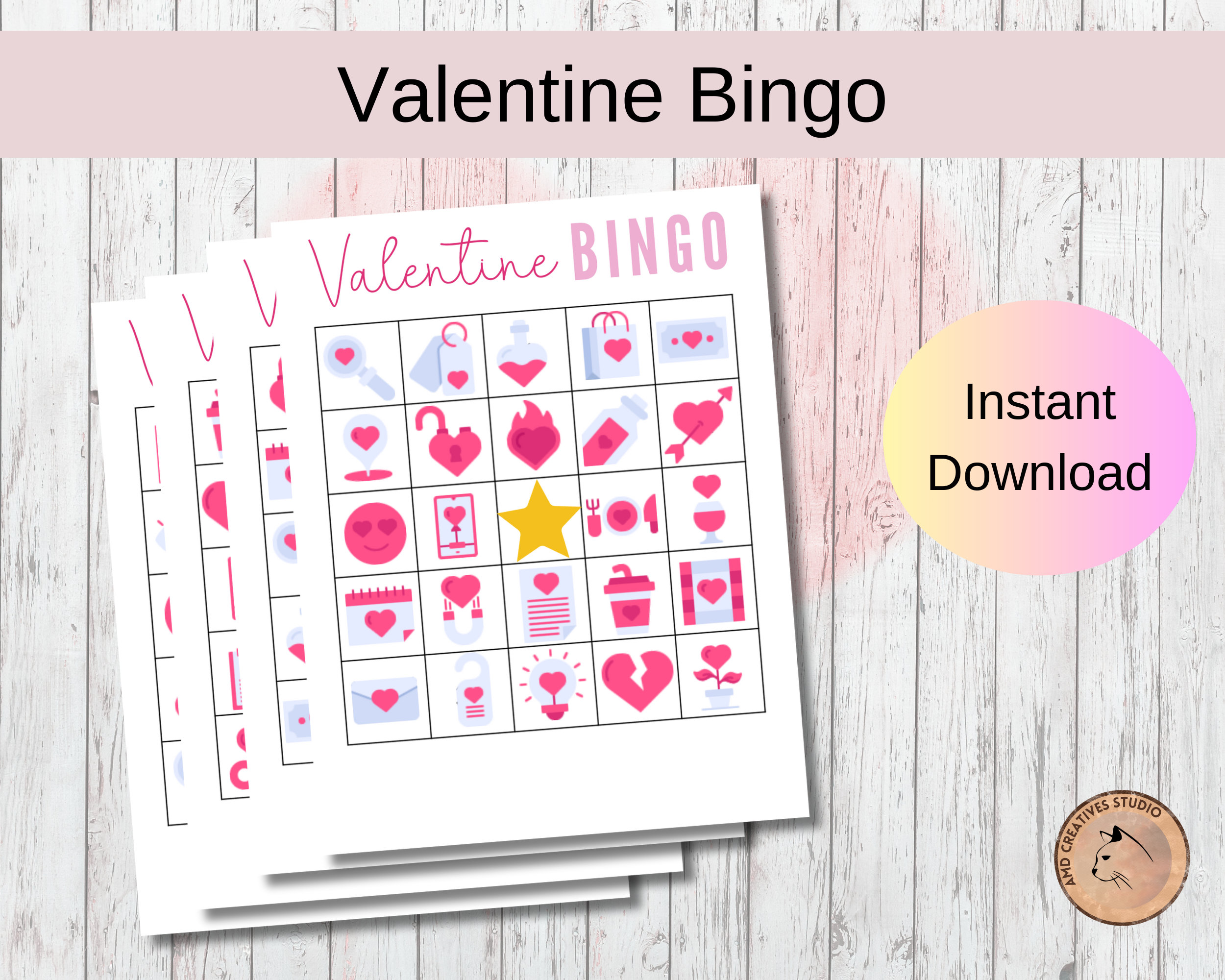 Valentine Bingo Printable Cards - Etsy