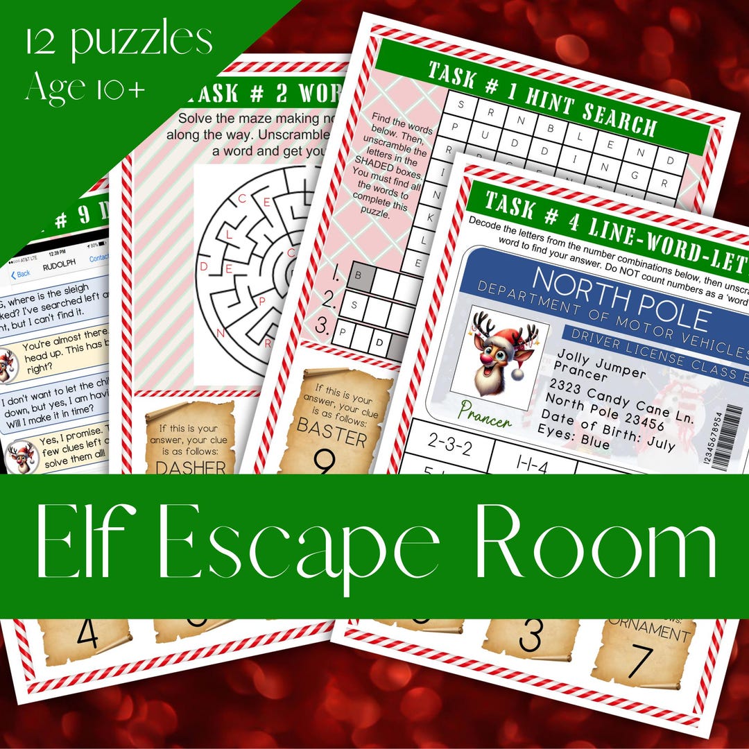 Elf Escape Room | Christmas | Printable | Middle School, High School ...