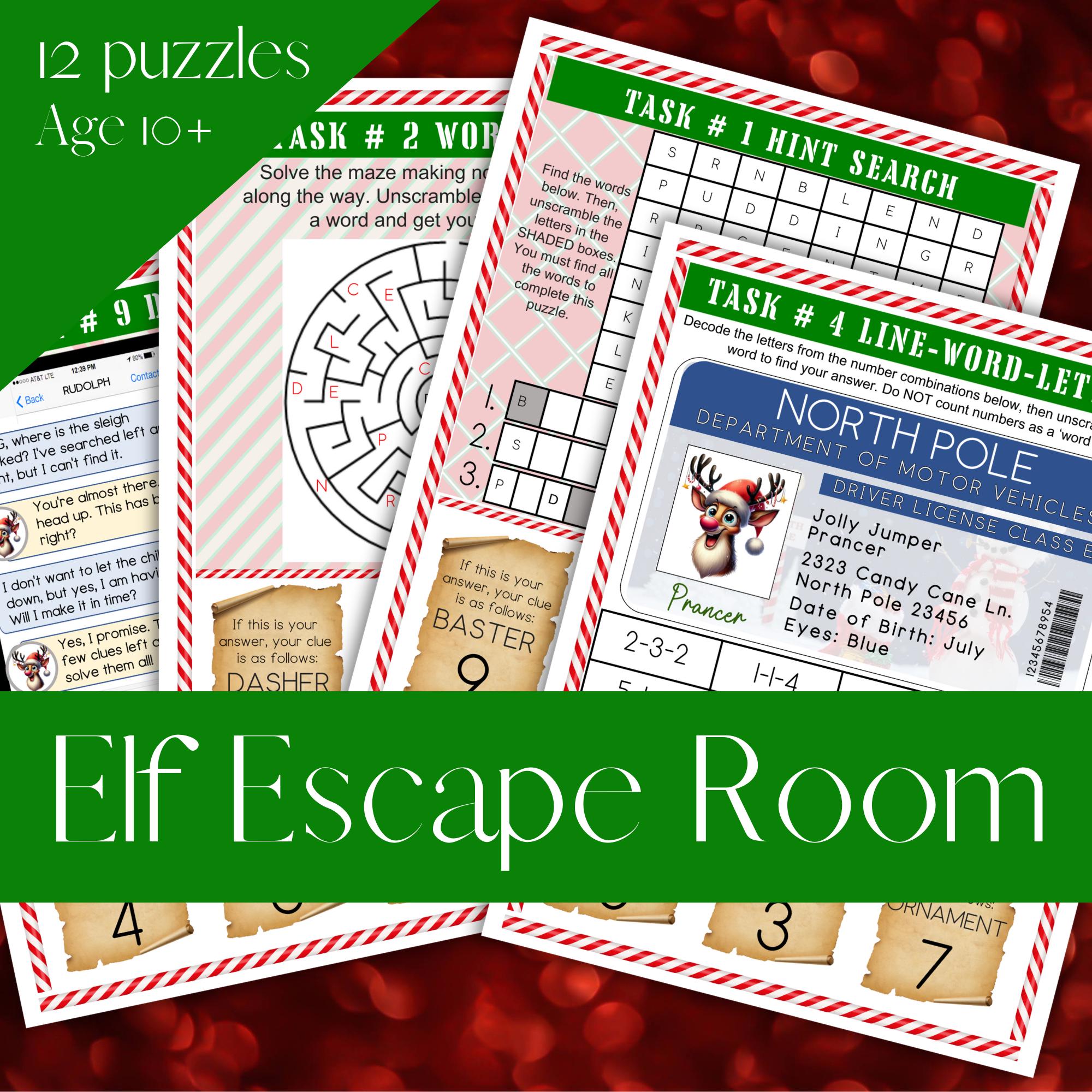 Elf Escape Room | Christmas | Printable | Middle School, High School ...