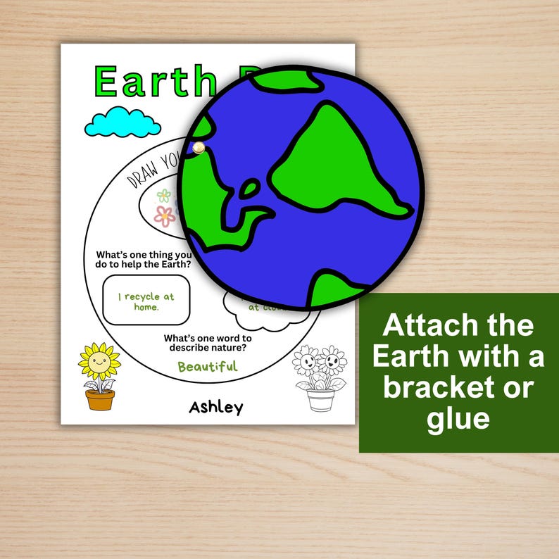 Earth Day Craft Printable – Fun Coloring & Writing Activity for Kids ...