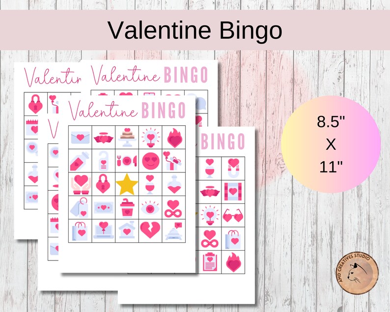 Valentine Bingo Printable Cards - Etsy