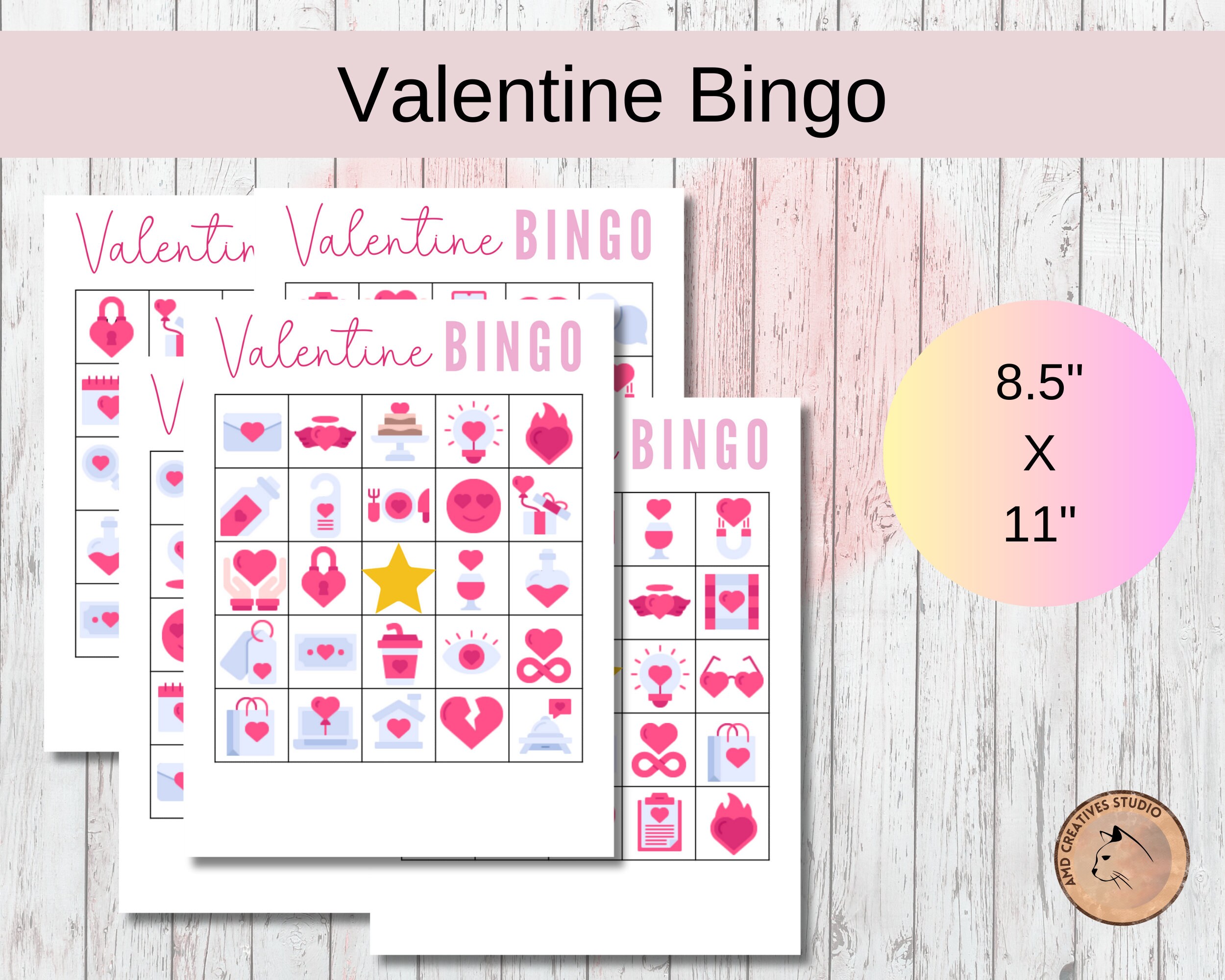 Valentine Bingo Printable Cards - Etsy