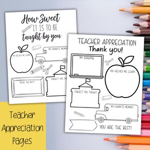 Teacher Appreciation Black and White Printable Sheets (set of 2) - Etsy