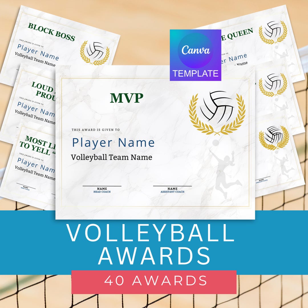 Volleyball Award Certificate - Editable Team Awards - Funny Awards ...