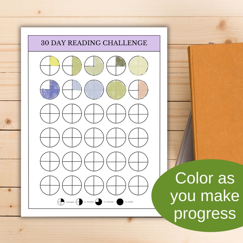 30 Day Reading Goal Tracker Printable - Etsy