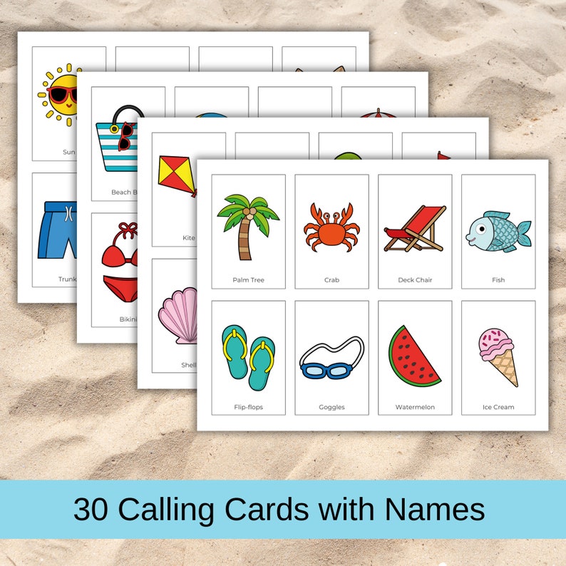 Bingo Game Beach-themed - Summer Party - Etsy