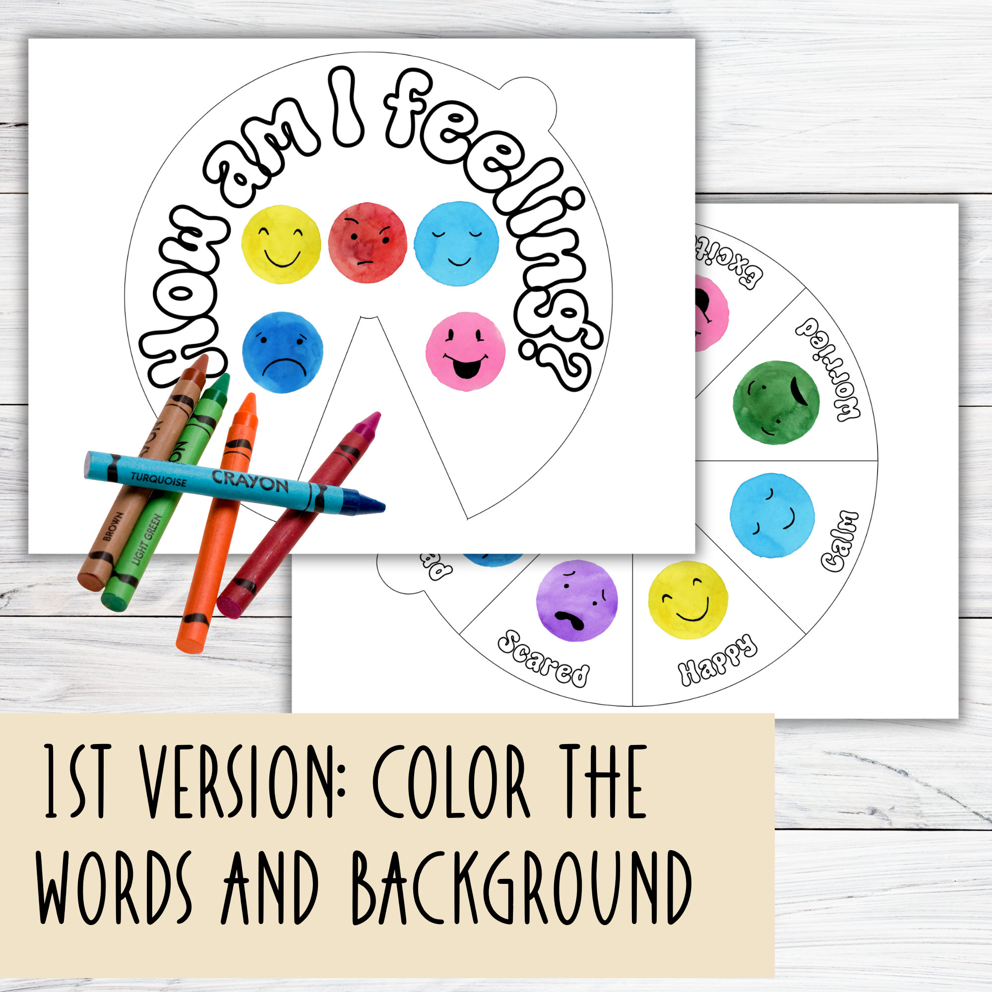 Emotions Wheel - Spinner Wheel Printable - Visual Aid - Feelings Wheel ...