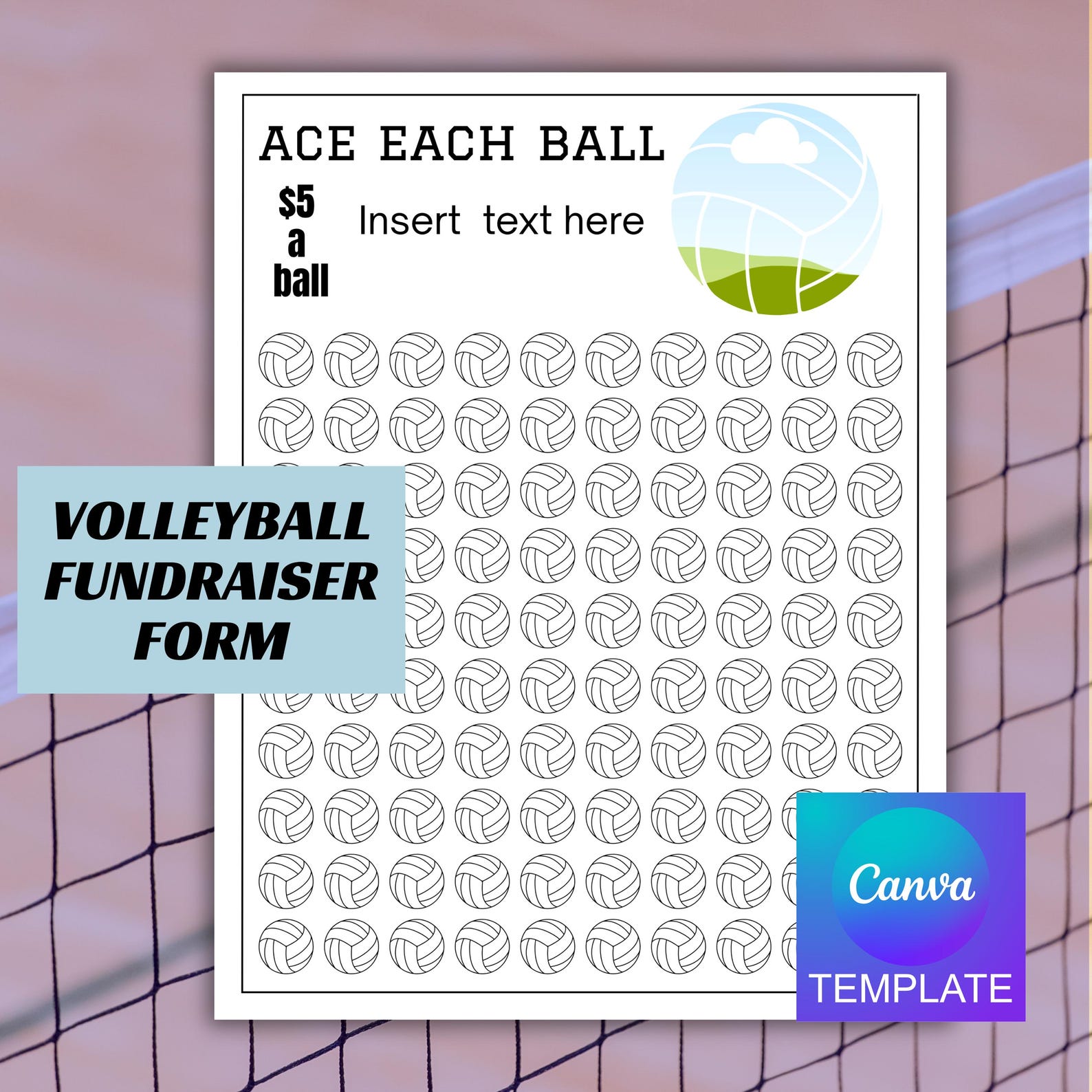 Volleyball Fundraiser - Editable Canva Template - Color the Volleyballs ...