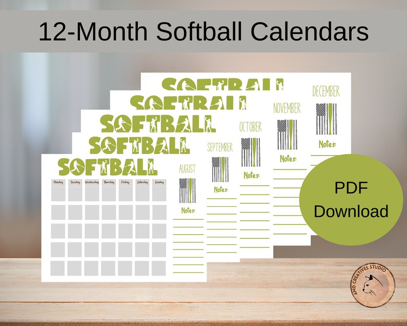 Softball Season Calendar Digital Download - Etsy