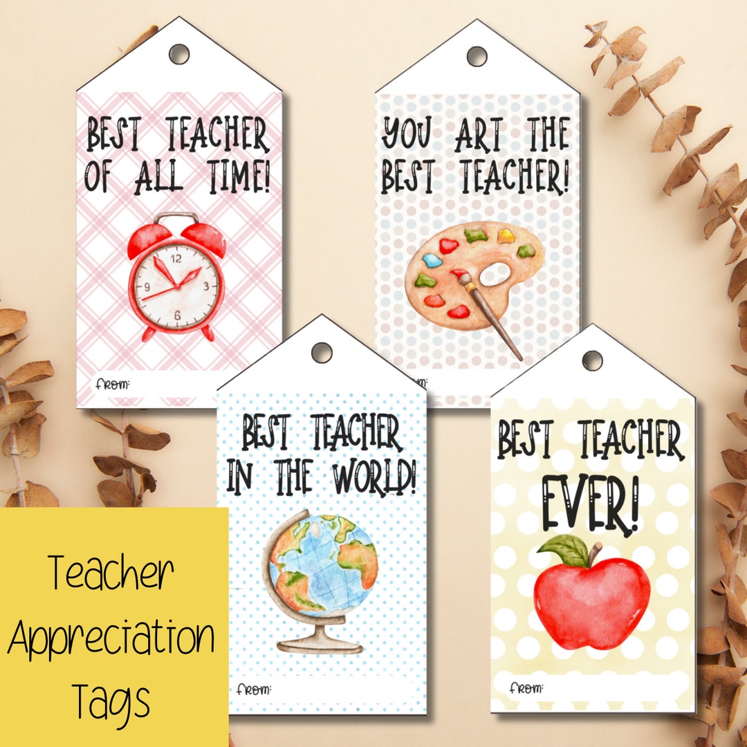 Teacher Appreciation Gift Tags Set Printable - Etsy