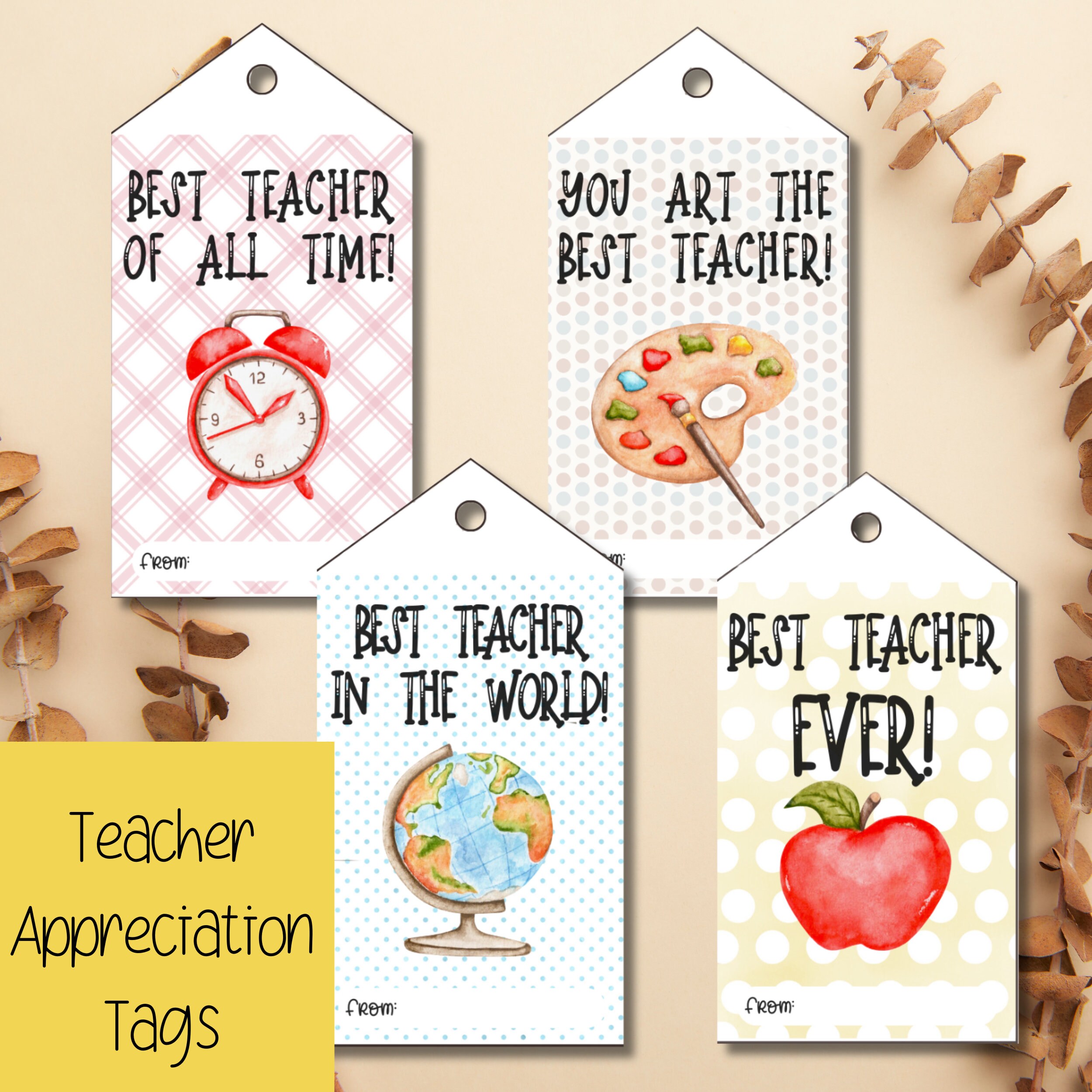 Teacher Appreciation Gift Tags Set Printable - Etsy