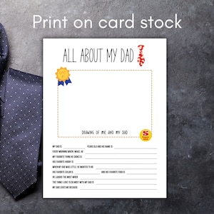 All About My Dad Printable - Father's Day Gift Idea - Etsy Canada