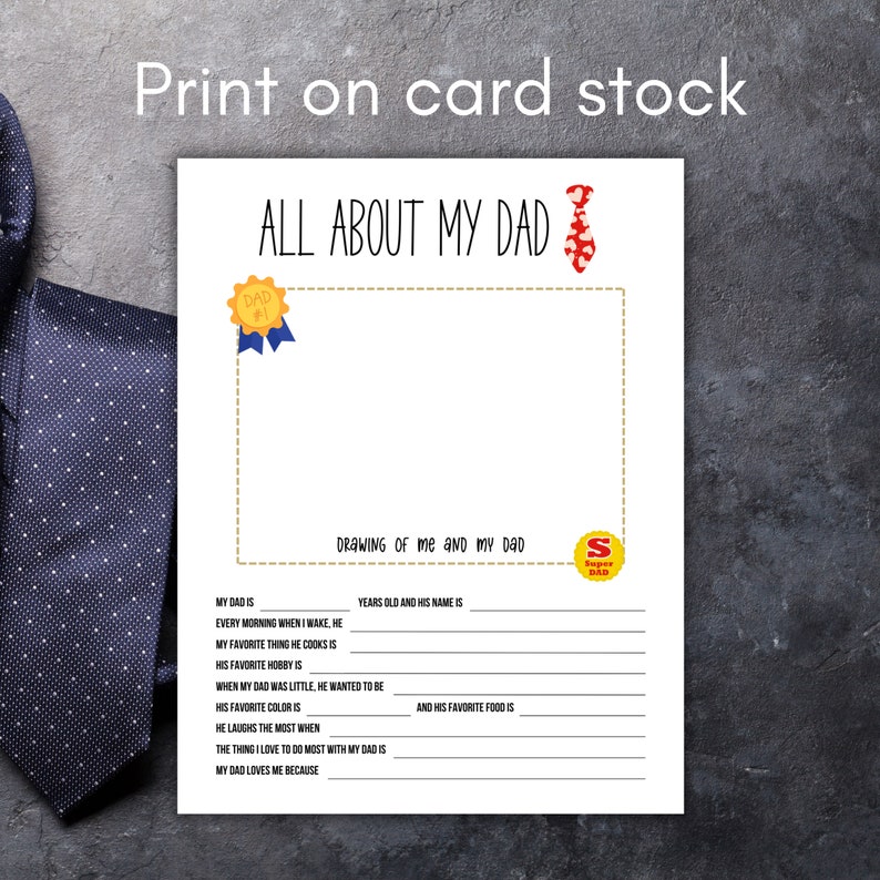 All About My Dad Printable Father's Day Gift Idea - Etsy