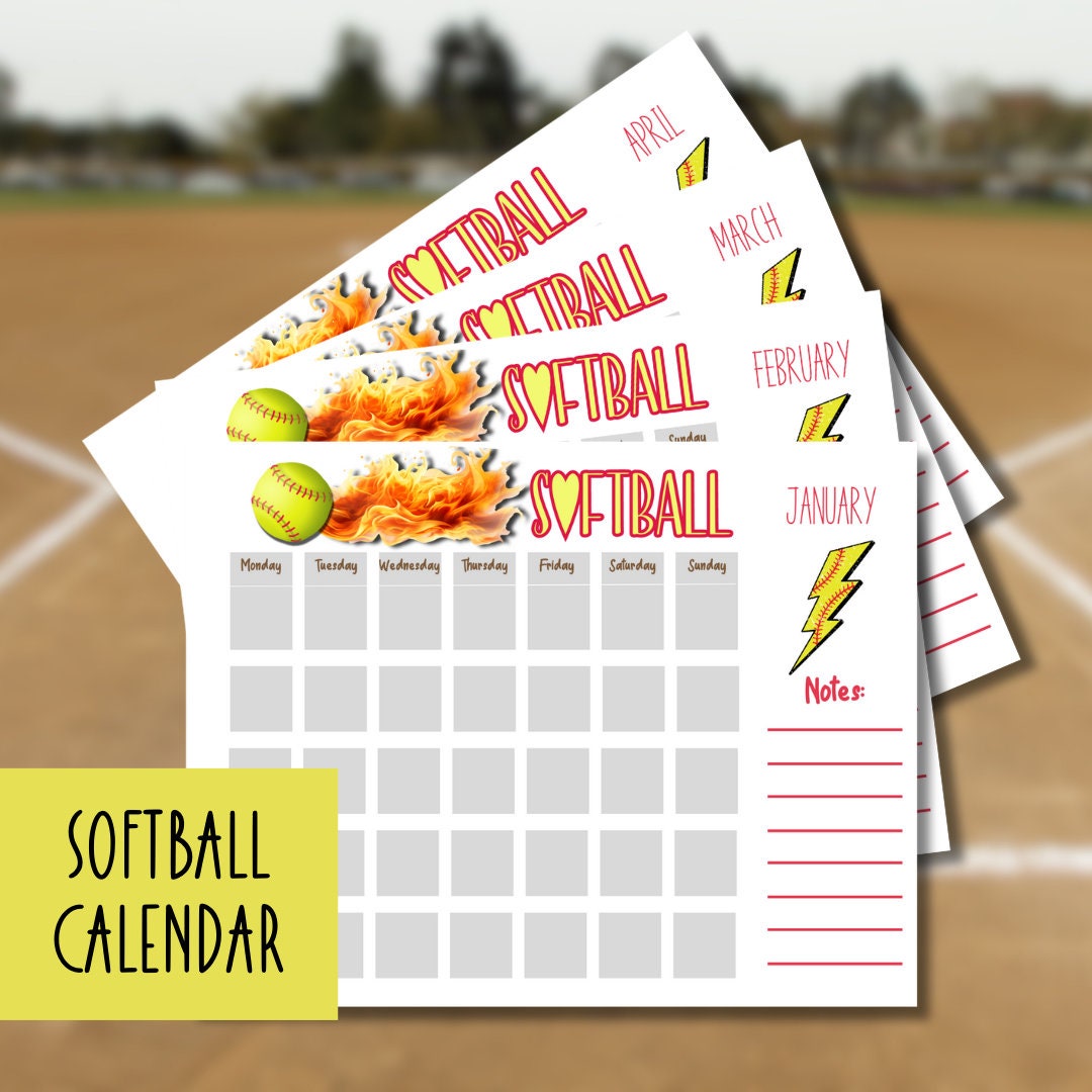 Softball Season Calendar Digital Download - Etsy