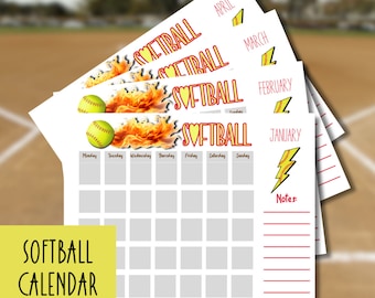 Editable Softball Calendar Template, Instant Download Practice and ...