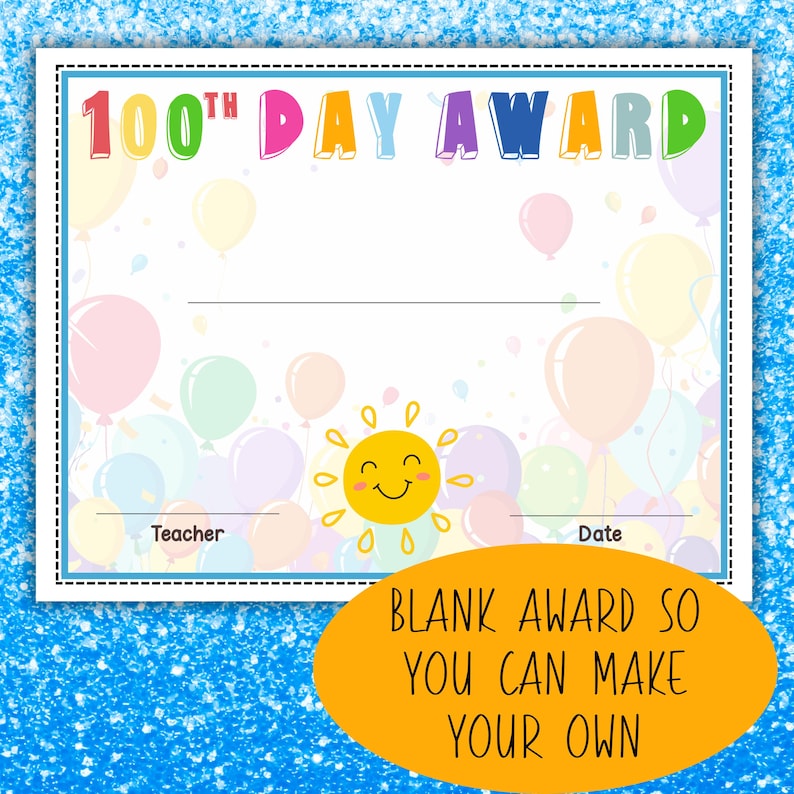 100th Day of School Fillable Certificates & Awards PDF Bundle ...