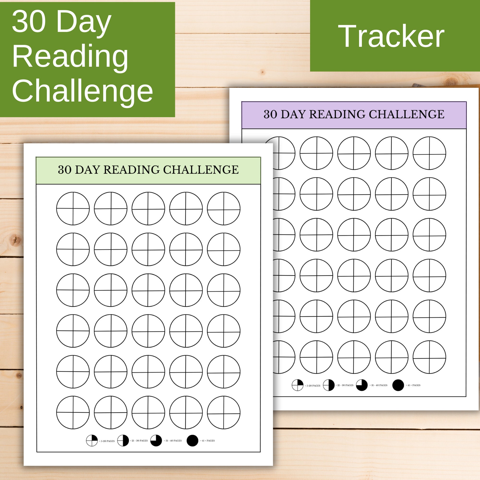 30 Day Reading Goal Tracker Printable - Etsy