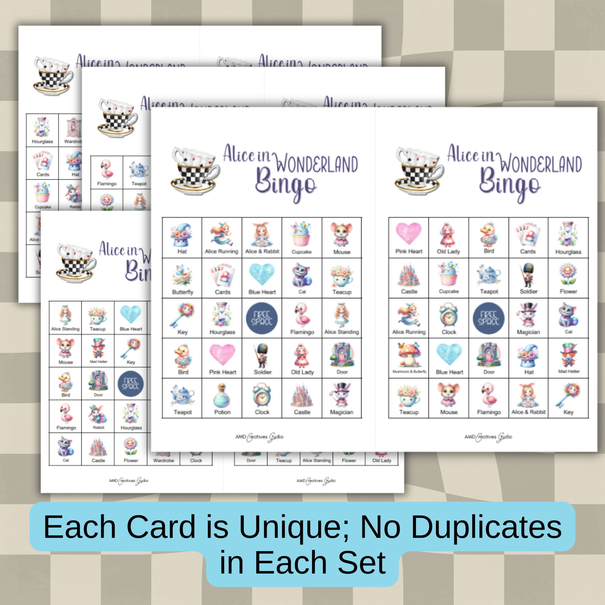 Alice in Wonderland Themed Bingo Game - Classroom, Summer, or Birthday ...