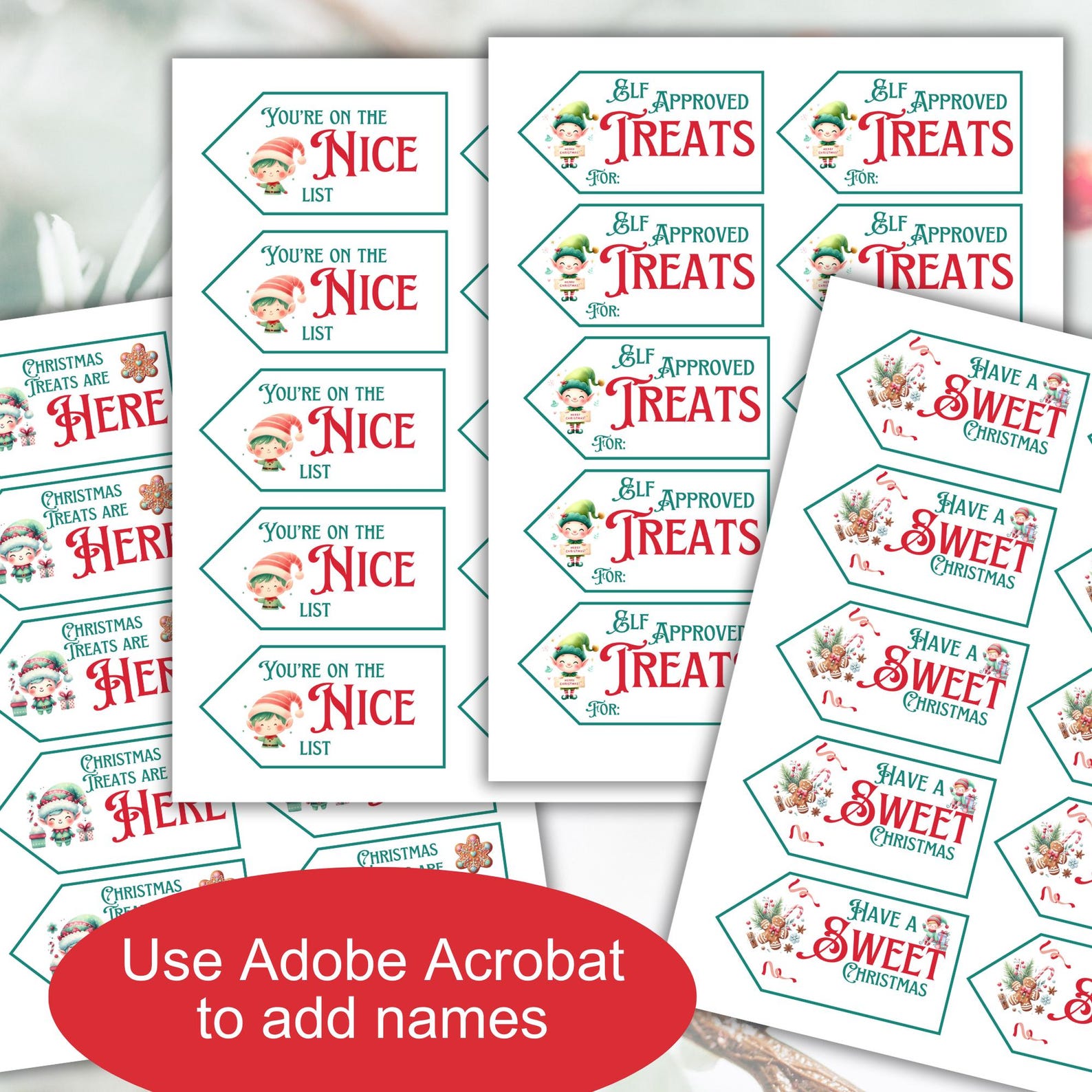 Fillable PDF - Printable Christmas Gift Tags – 4 Unique Designs | Cute ...