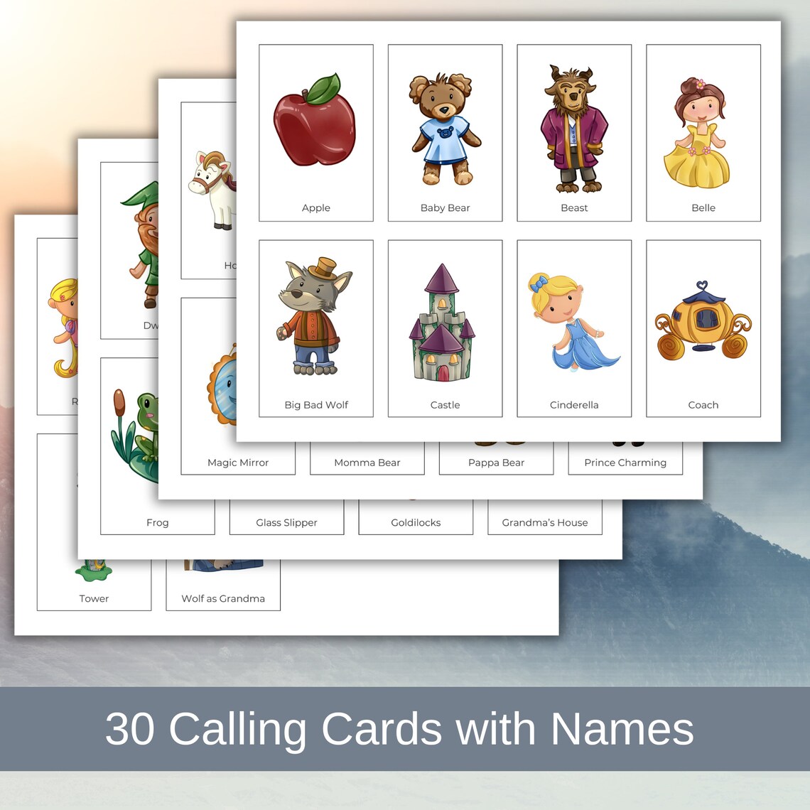 Fairy Tale - Themed Bingo Game - Cinderella, Snow White, Goldilocks ...