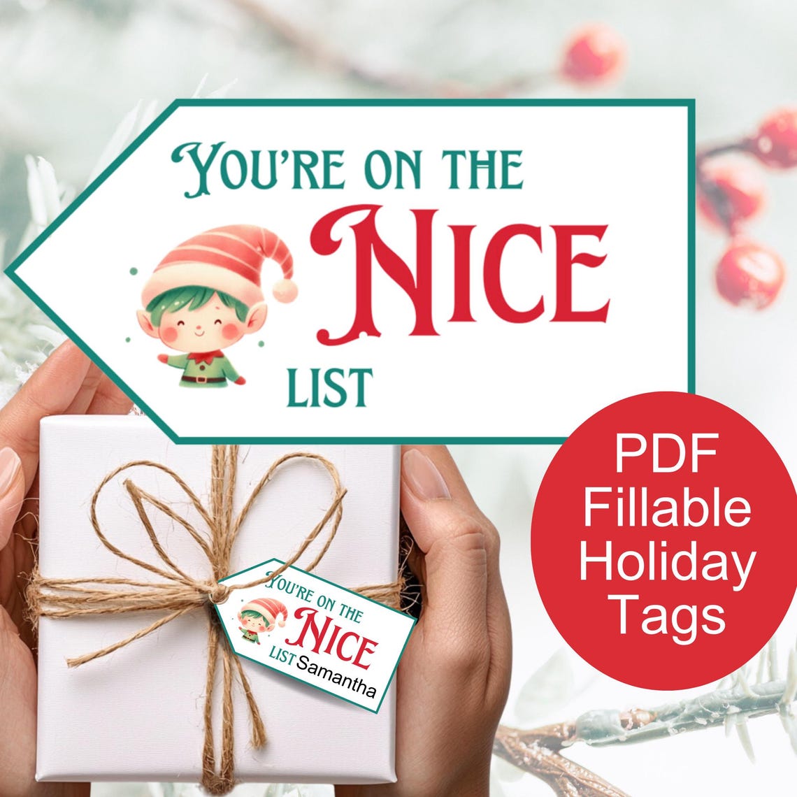 Fillable PDF - Printable Christmas Gift Tags – 4 Unique Designs | Cute ...