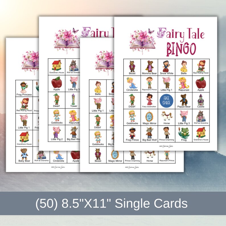 Fairy Tale - Themed Bingo Game - Cinderella, Snow White, Goldilocks ...