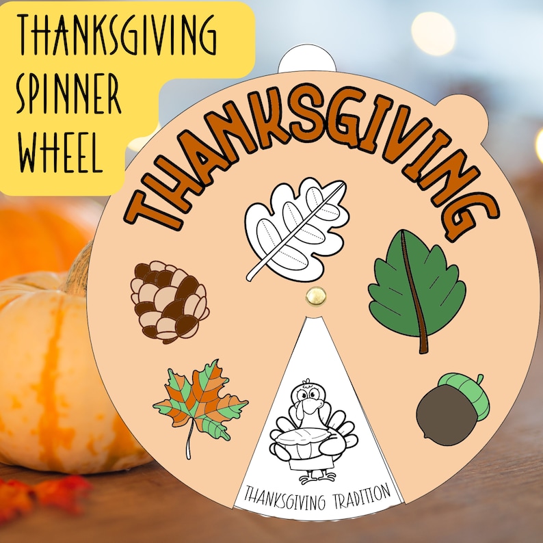 Thanksgiving Activity Spinner Wheel - Printable Activity for Kids - Etsy