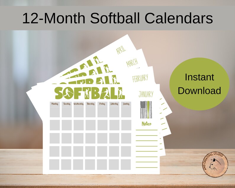 Softball Season Calendar Digital Download - Etsy