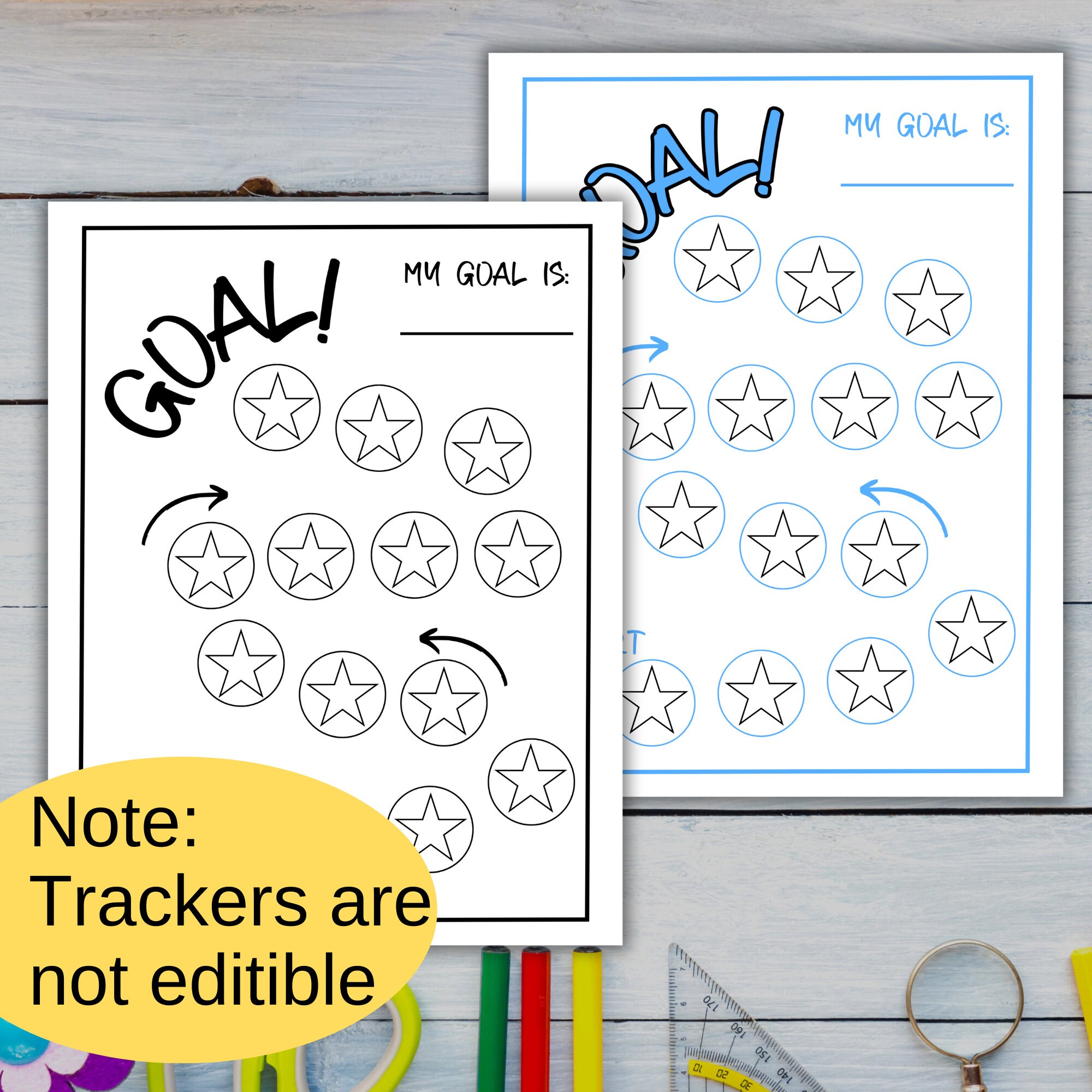 Goal Tracker Printable - 14 Stars for Kids and Adults; 2 Versions - Etsy