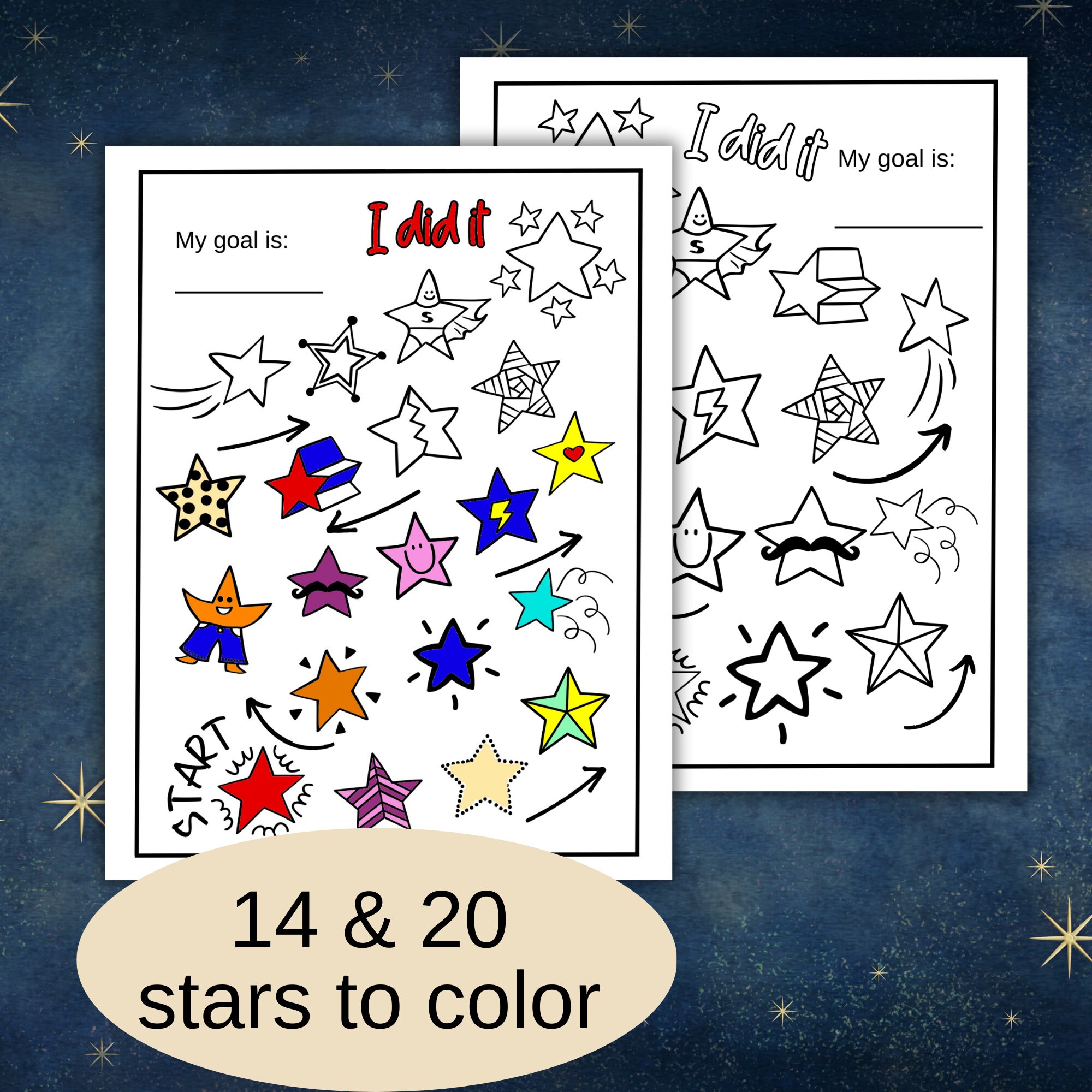 Star Goal Tracker Printable for Kids and Adults - Etsy