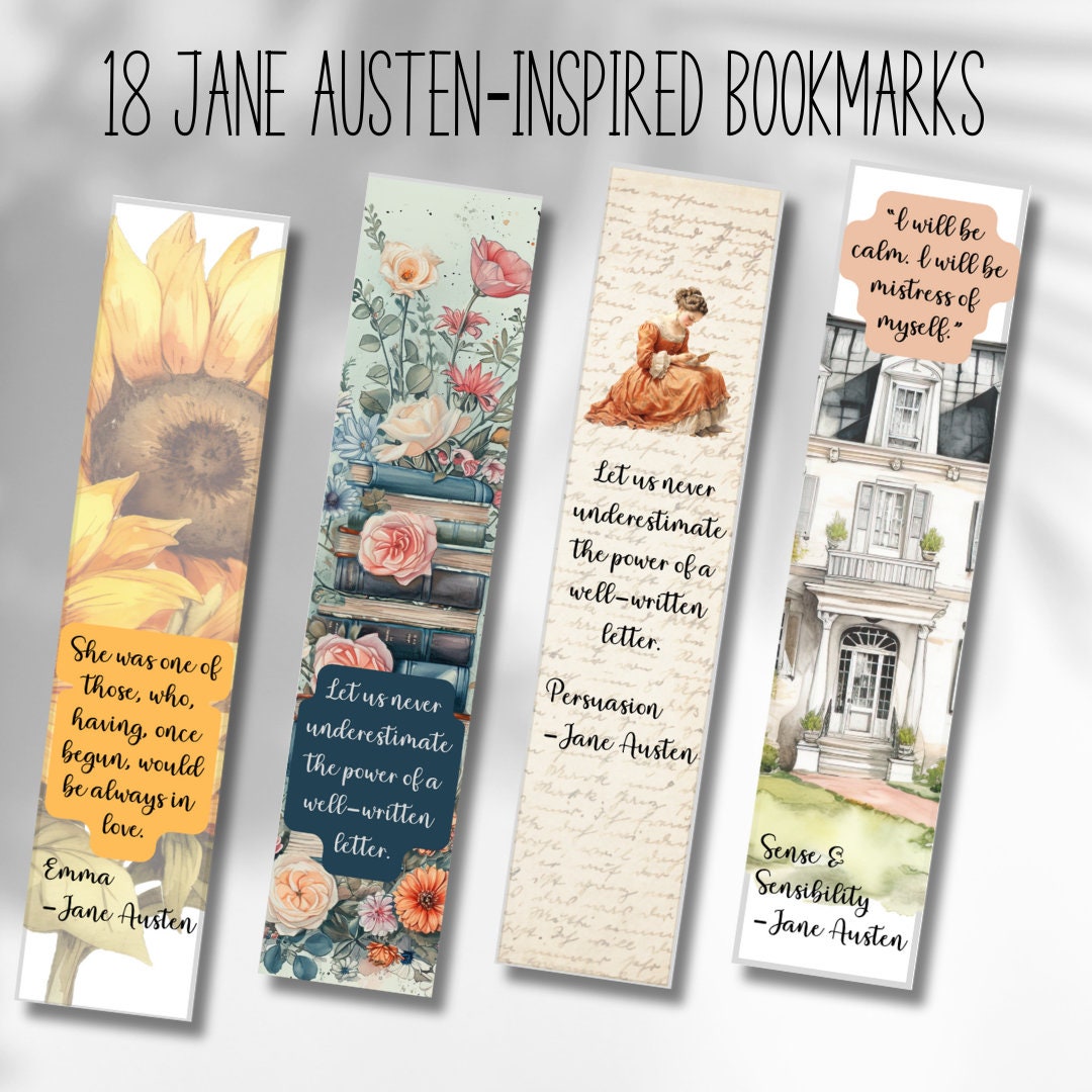Jane Austen-inspired Bookmarks - Set of 18! - Etsy