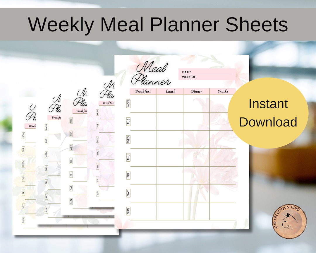 Weekly Meal Planner Printable Sheets - Etsy