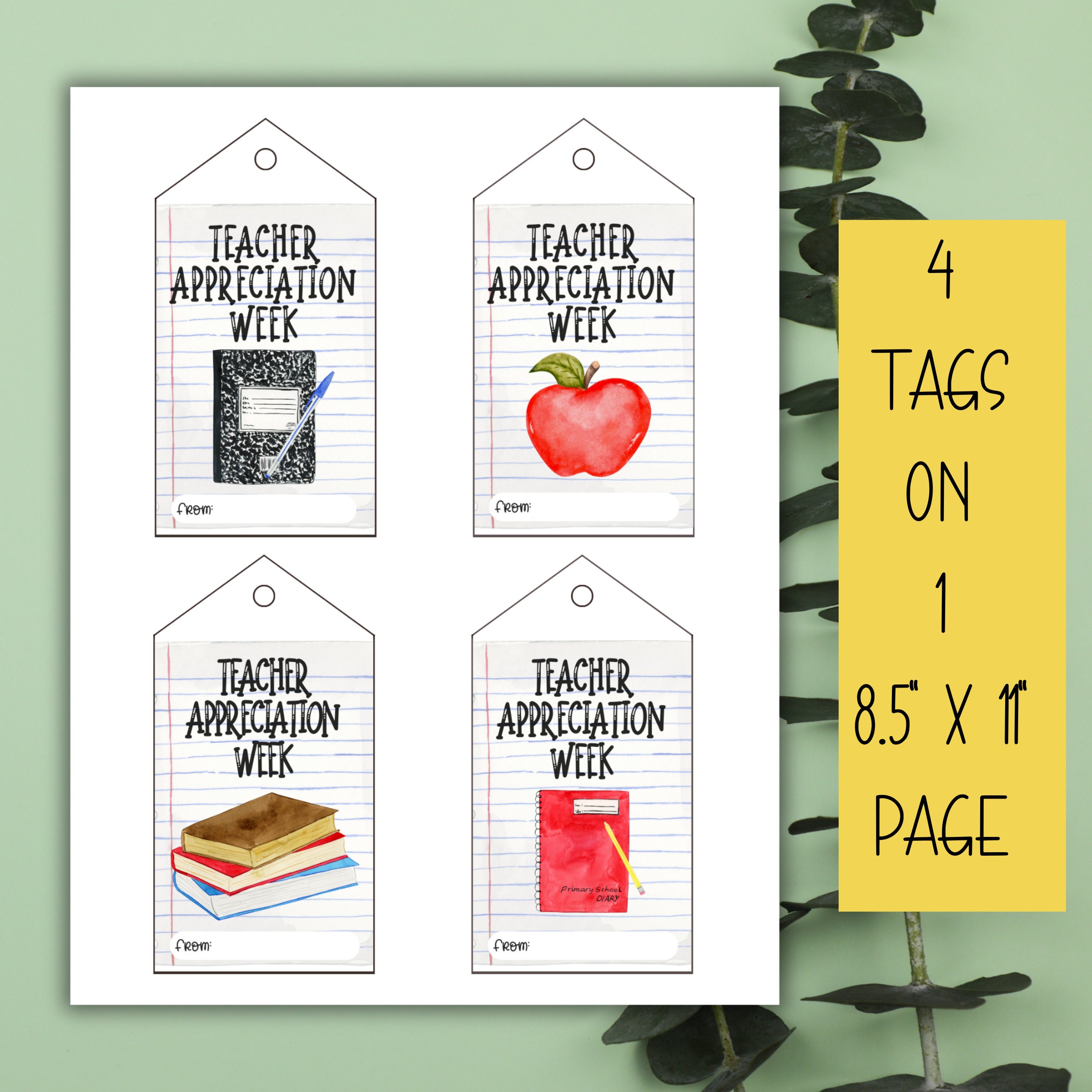 Teacher Appreciation Week Tags Printable - Etsy