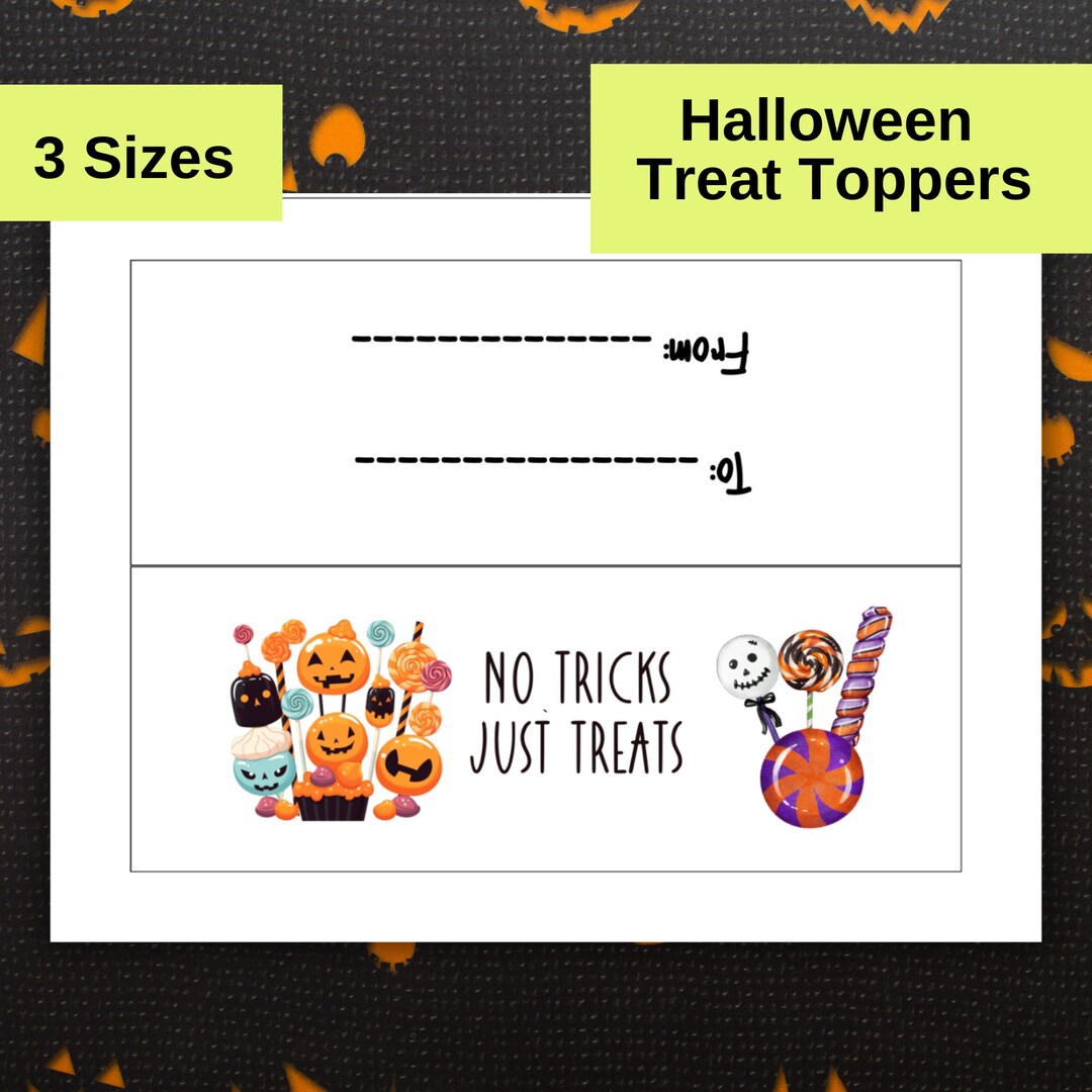Halloween Treat Toppers - No Tricks Just Treats Printable PDF - Etsy