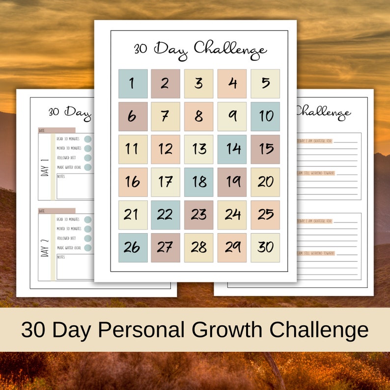 30 Day Challenge - Personal Development Tracker - Habit Tracker ...