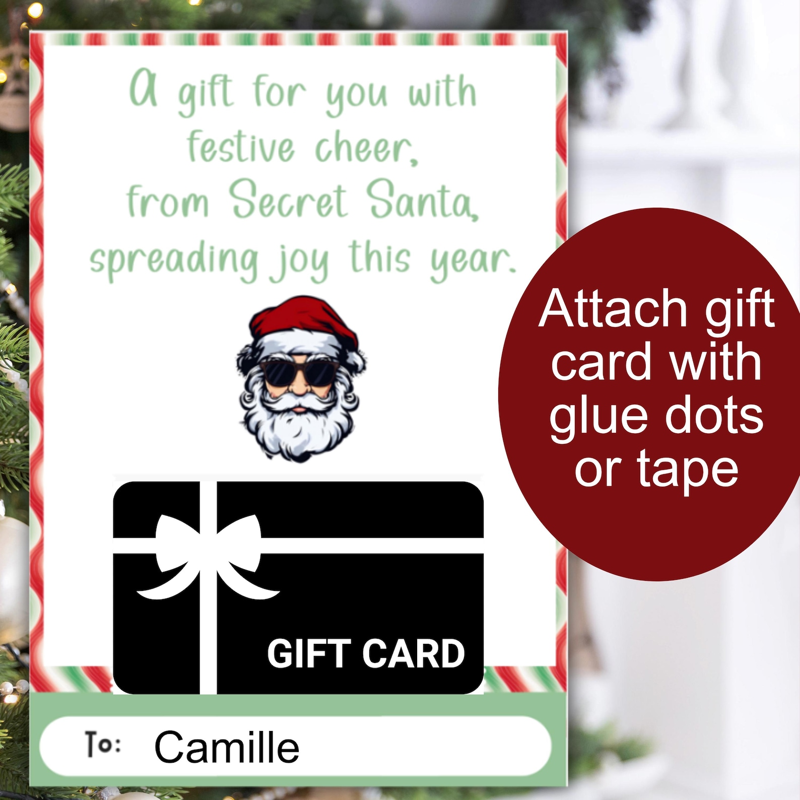 Printable Secret Santa Gift Card Tags – Fillable PDF With Santa Designs ...