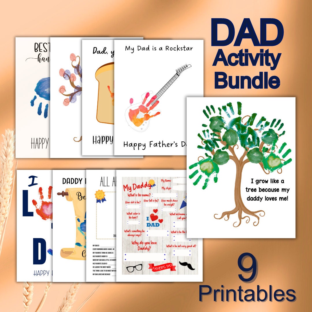 Father's Day Printable Bundle: Handprint Crafts & Questionnaires - Etsy