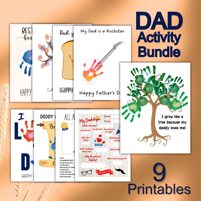 Father's Day Printable Bundle: Handprint Crafts & Questionnaires - Etsy