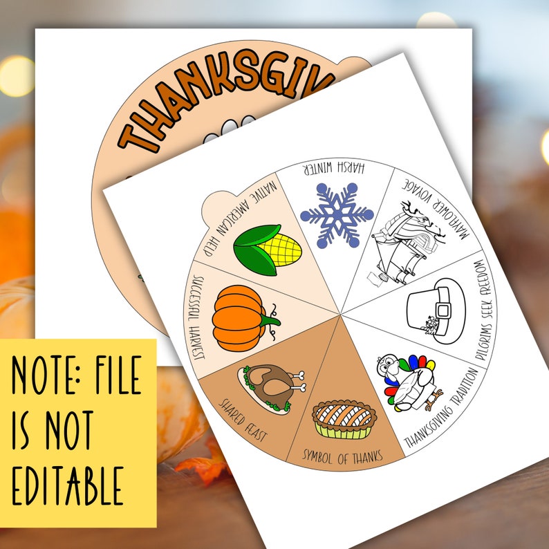 Thanksgiving Activity Spinner Wheel - Printable Activity for Kids - Etsy