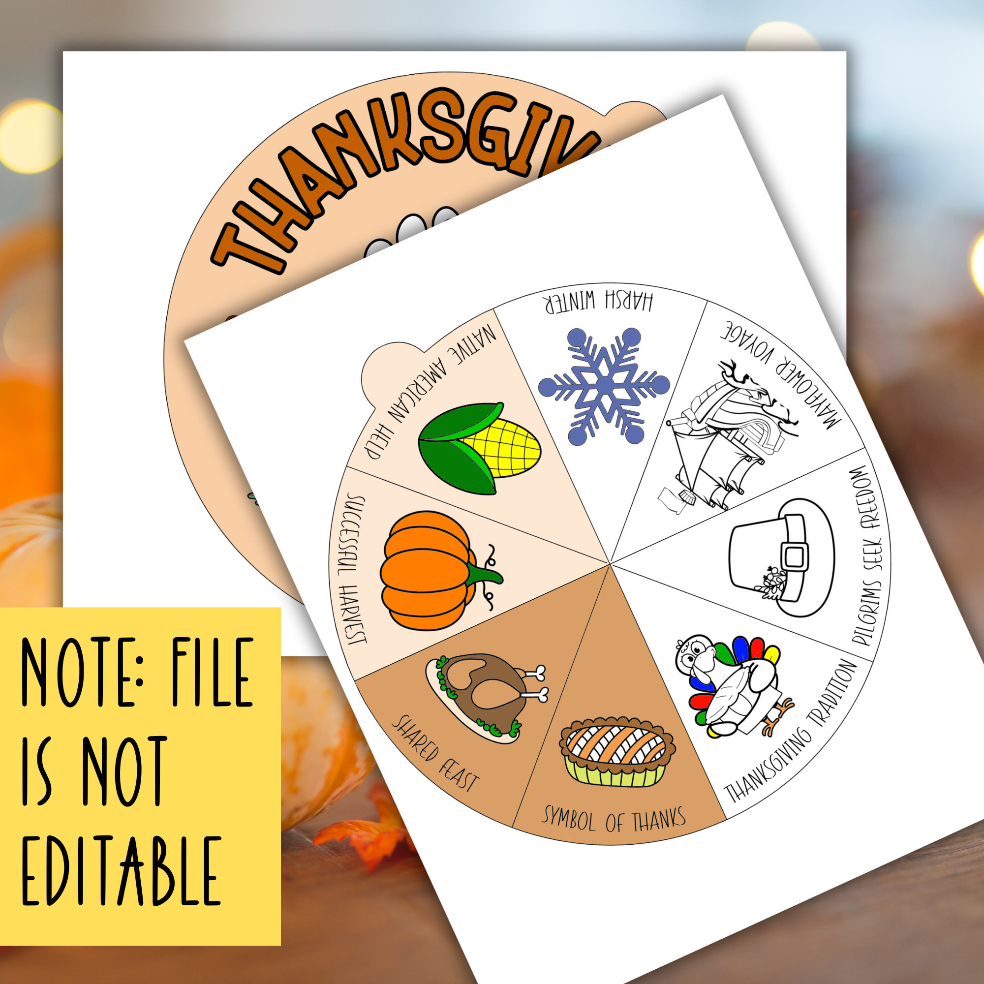 Thanksgiving Activity Spinner Wheel - Printable Activity for Kids - Etsy