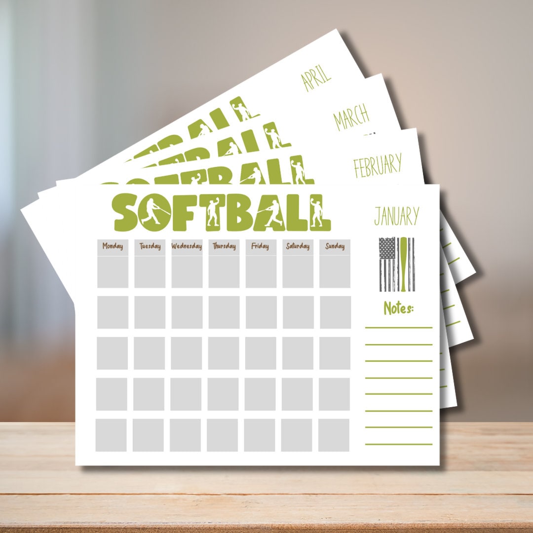 Softball Season Calendar Digital Download - Etsy