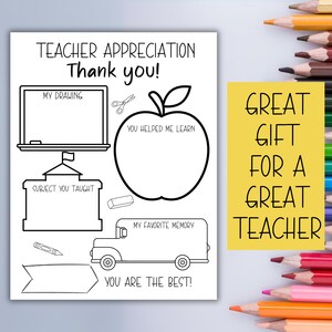 Teacher Appreciation Black and White Printable Sheets (set of 2) - Etsy